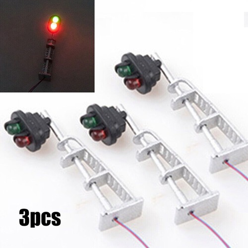 3*Model Railroad HO Scale 1:87 Track Signals 2-LEDs Green Red Block ...