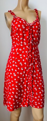 DOTTI Womens Red Flower Dress Sz 8 Cute Summer Party Brand New Rrp $59. ...