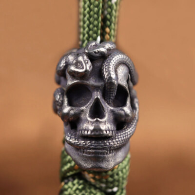 Double Snake Skull Paracord Knife Bead Lanyard Brass DIY ToolGothic ...