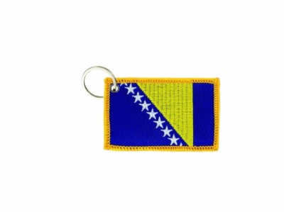 Keychain keyring embroidered embroidery patch double sided flag bosnia ...