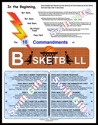 Humorous BASKETBALL Gift-Ten (10) Commandments of BASKETBALL-11x14 ...