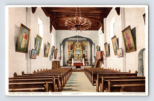 Postcard California San Gabriel CA Mission Interior 1910s Unposted ...