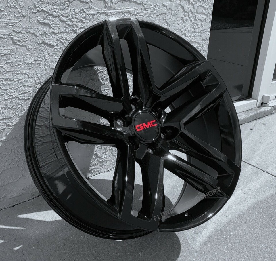 GLOSS BLACK TRAIL BOSS WHEELS SET 20X9" FITS: 2000-2025 CHEVY SILVERADO ...
