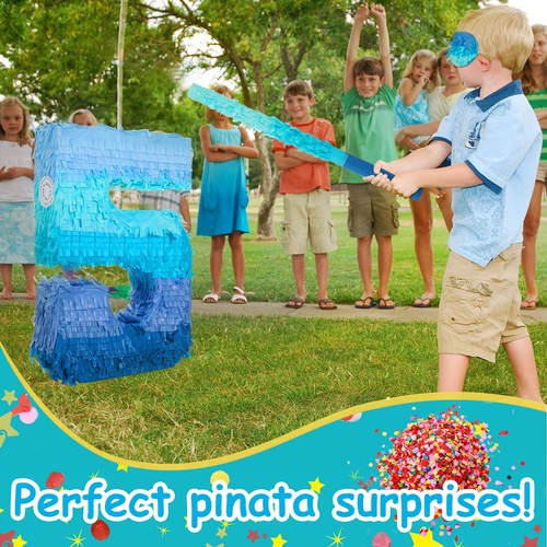 Number 1 2 3 4 5 6 7 8 9 Piñata with Stick Blindfold Confetti, Gradient Blue ... | eBay