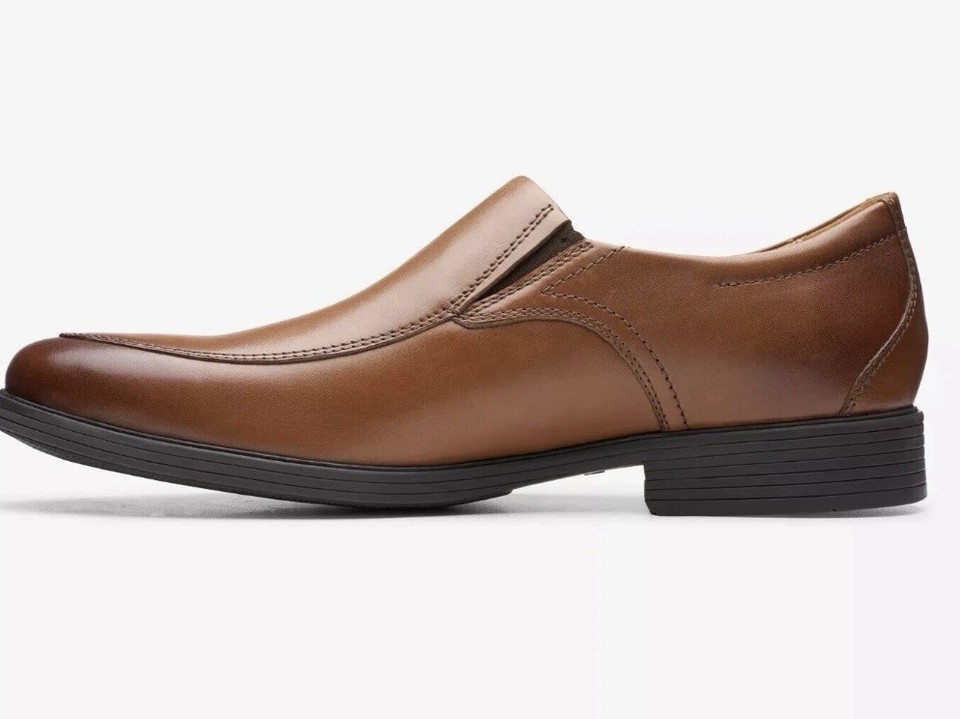 Clarks Men's Whiddon Step Loafers, Dark Tan Leather, Size 7.5 W Brand ...