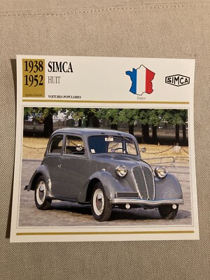 CARTE FICHE AUTO SIMCA HUIT 1938 1952 | eBay