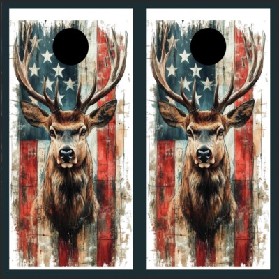 Deer Flag hunting Cornhole Board Wrap LAMINATED Wraps Decals Vinyl skin ...