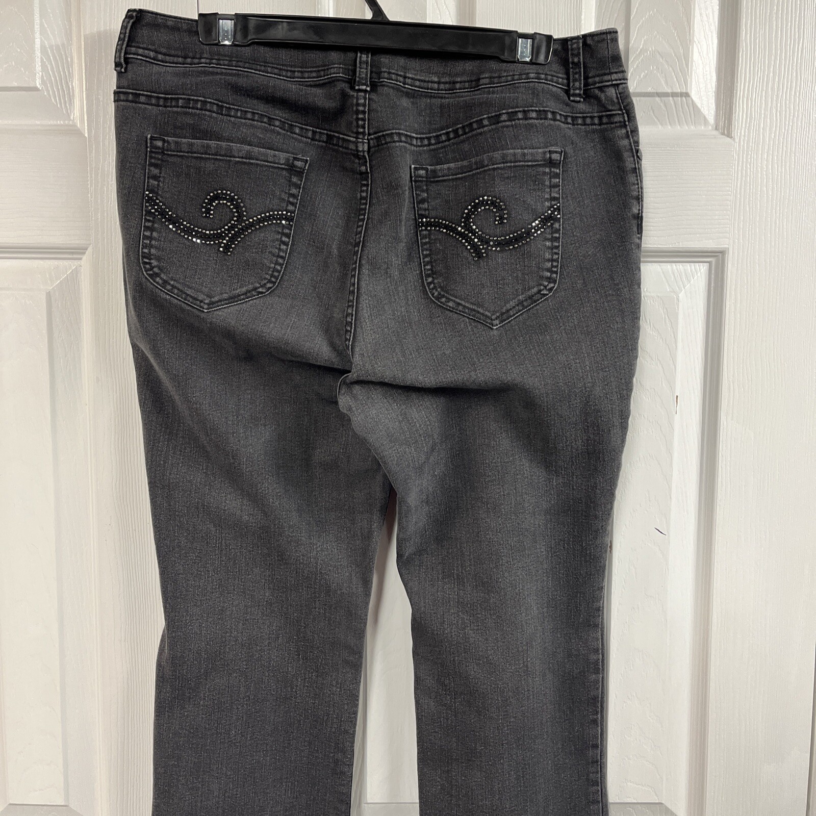 Chico’s size 2 short, Black stretch denim jeans, five pocket, flared ...