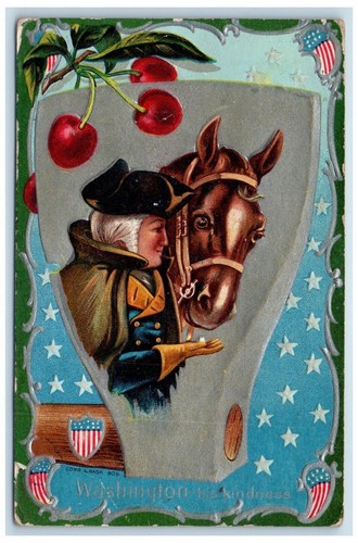 1910 George Washinton Horse Head Red Berries Embossed Grand Island NY ...