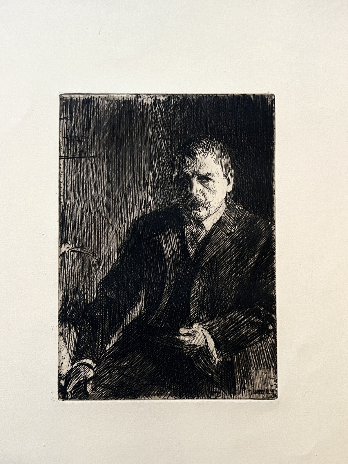 Fine Antique Self Portrait Engraving Etching Swedish Artist Anders Zorn ...