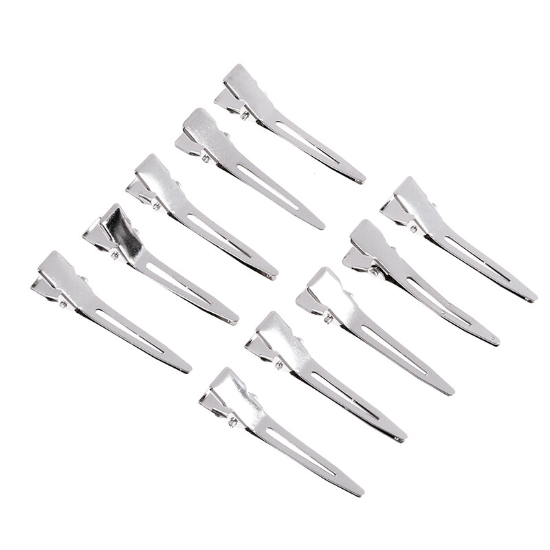 10Pcs Single Prong Hair Clip 4.5cm Alligator Flat Clips Metal Hairs ...