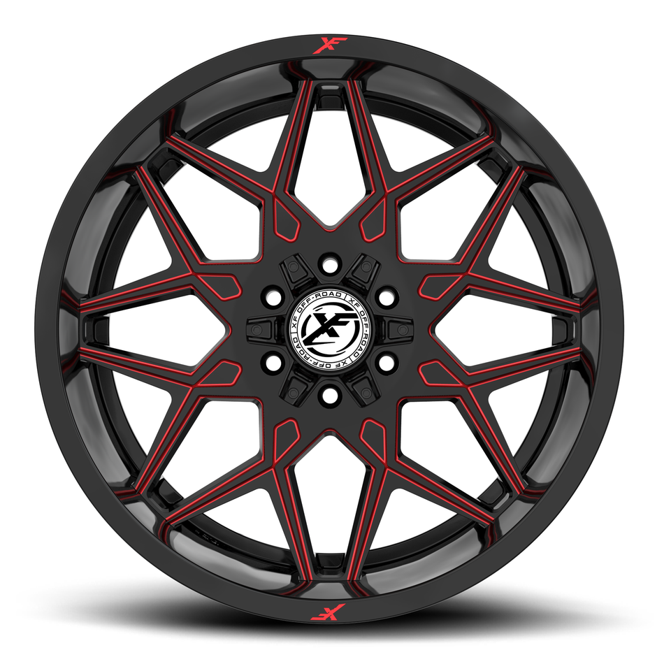 Set 4 20" XF Off-Road XF-238 Gloss Black Red Milled 20x9 Wheels 5x5 5x5 ...