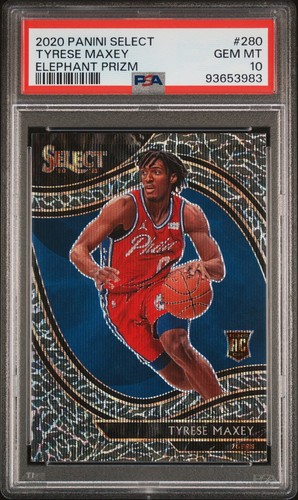 2020 PANINI SELECT TYRESE MAXEY COURTSIDE ELEPHANT PRIZM ROOKIE #280 ...