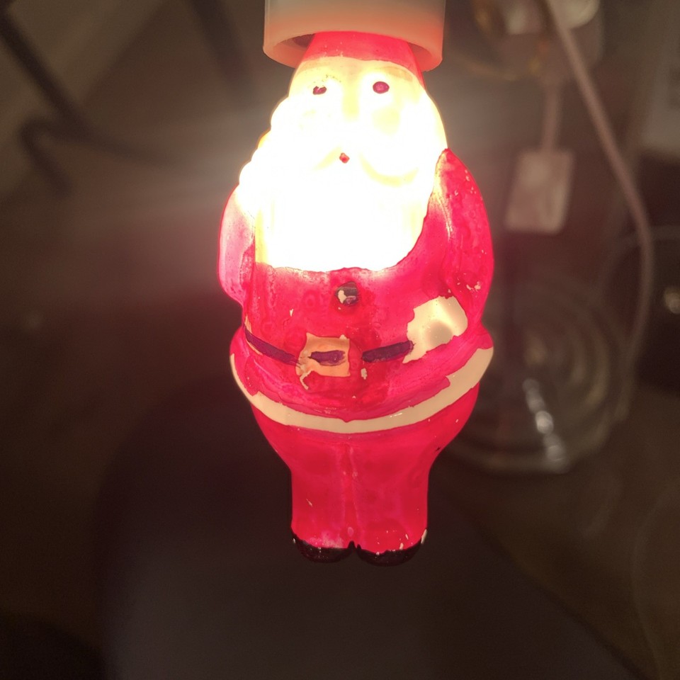 Vintage Santa Claus Christmas Milk Glass Light Bulb Figural Toy Sack ...