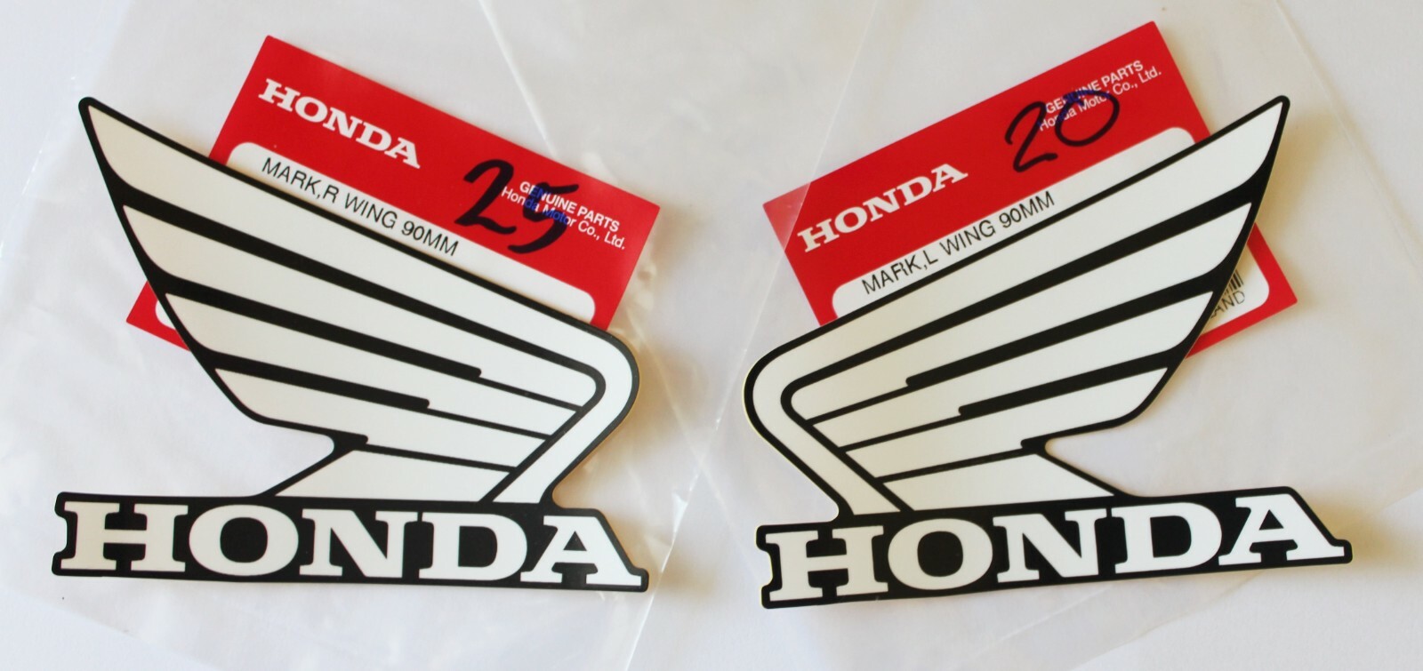 Honda GENUINE Wing Fuel Tank Decal Wings Sticker 90mm WHITE + BLACK *UK ...