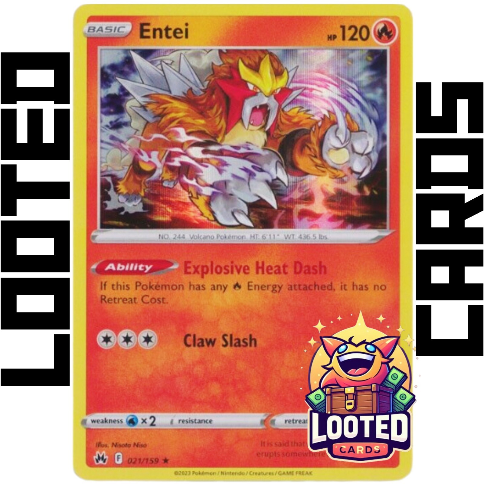 Entei 021/159 - Crown Zenith - Holo Rare - Pokemon TCG - NM | eBay