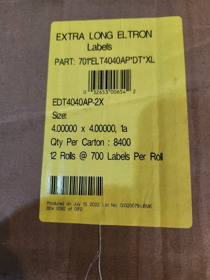 Thermal Printer Labels 4" X 4"; 12 Each Rolls with 700 Labels per Roll ...