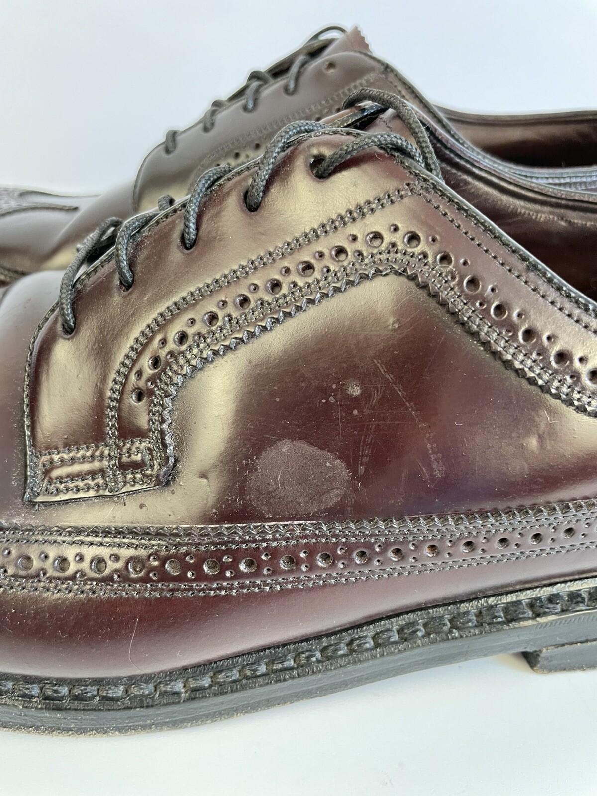 Florsheim Shell Cordovan Burgundy Wing Tip Mens Shoes… - Gem