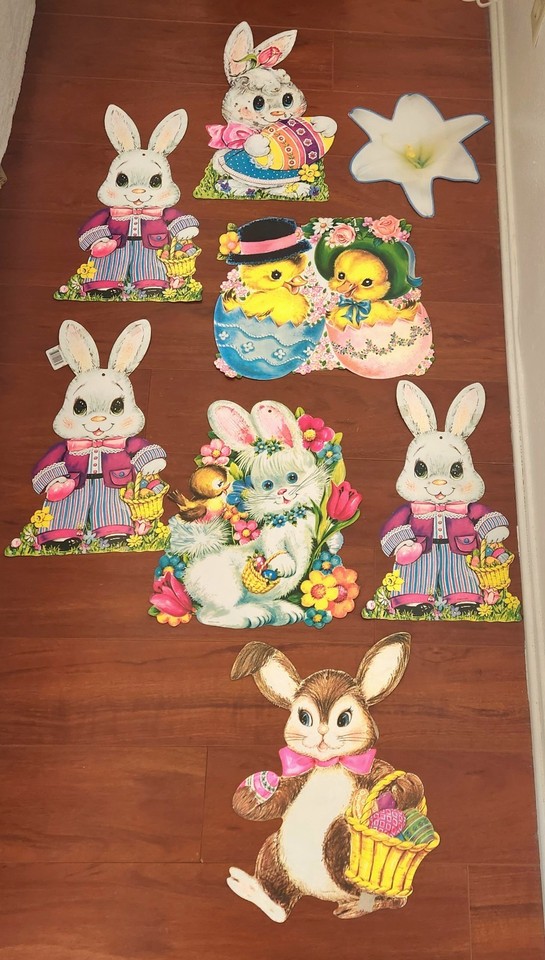 Vintage Easter Cardboard Die Cut Hanging DECORATIONS USA Lot 8 Single ...