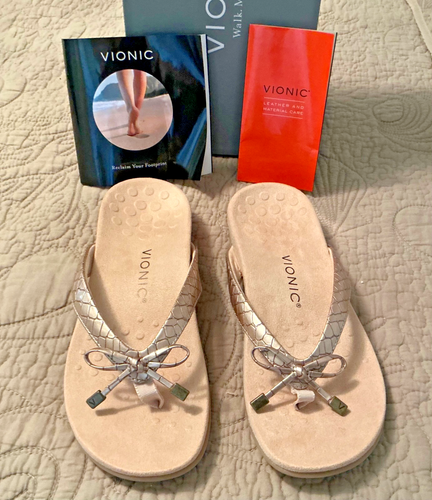 VIONIC BELLA Rose Gold Metallic Croc Toe Post Sandal 9 | eBay UK