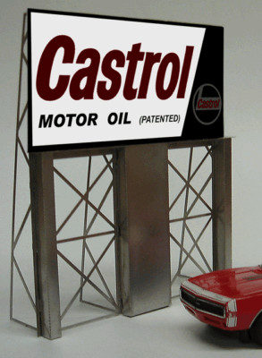 Miller Engineering 4381 HO/O Scale Castrol Roadside BB Illuminated Sign ...