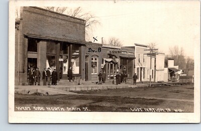RPPC Real Photo Postcard Iowa Lost Nation Main St Skelley Drug 1st Natl ...
