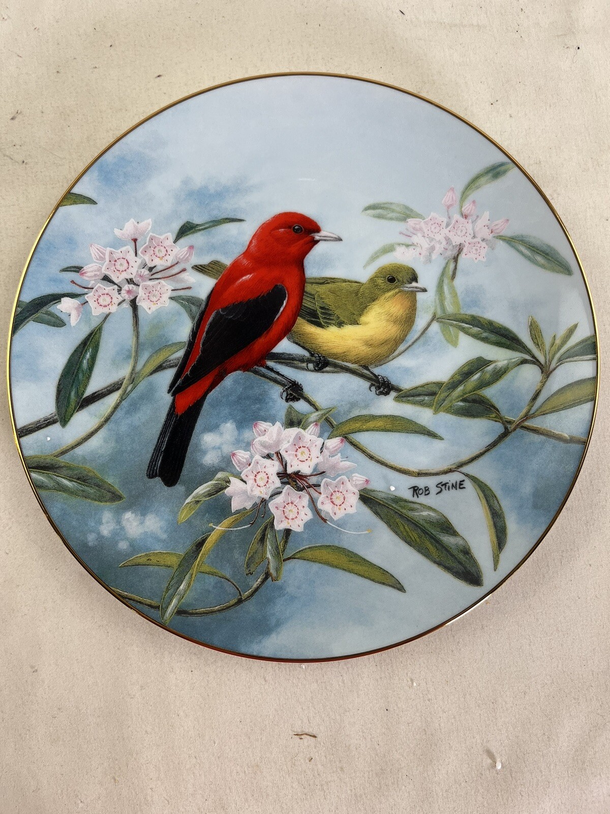Scarlet Sunrise COLLECTOR PLATE Rob Stine TREASURY OF SONGBIRDS #6 Scar ...