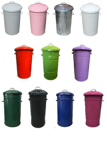 45L SLIM COLOURED METAL BIN WASTE BIN RETRO VINTAGE DUSTBIN HORSE PET ...