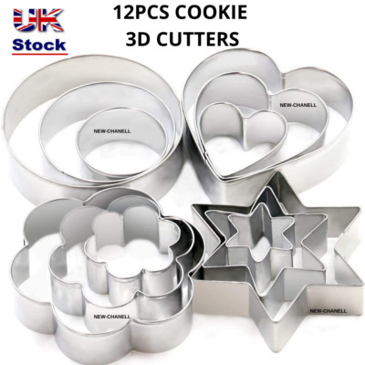 12 pcs Cookie Cutter Set Stainless Steel Cutters Baking Cookies 1 ...