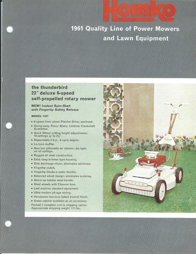 Lawn Equipment Brochure - Homko Thunderbird et al Power Mower Tiller ...