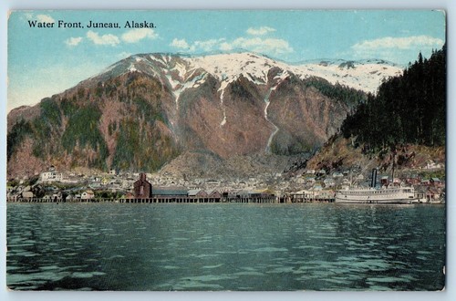 Juneau Alaska AK Postcard Water Front Mountains And Residences Scene c1940's | eBay