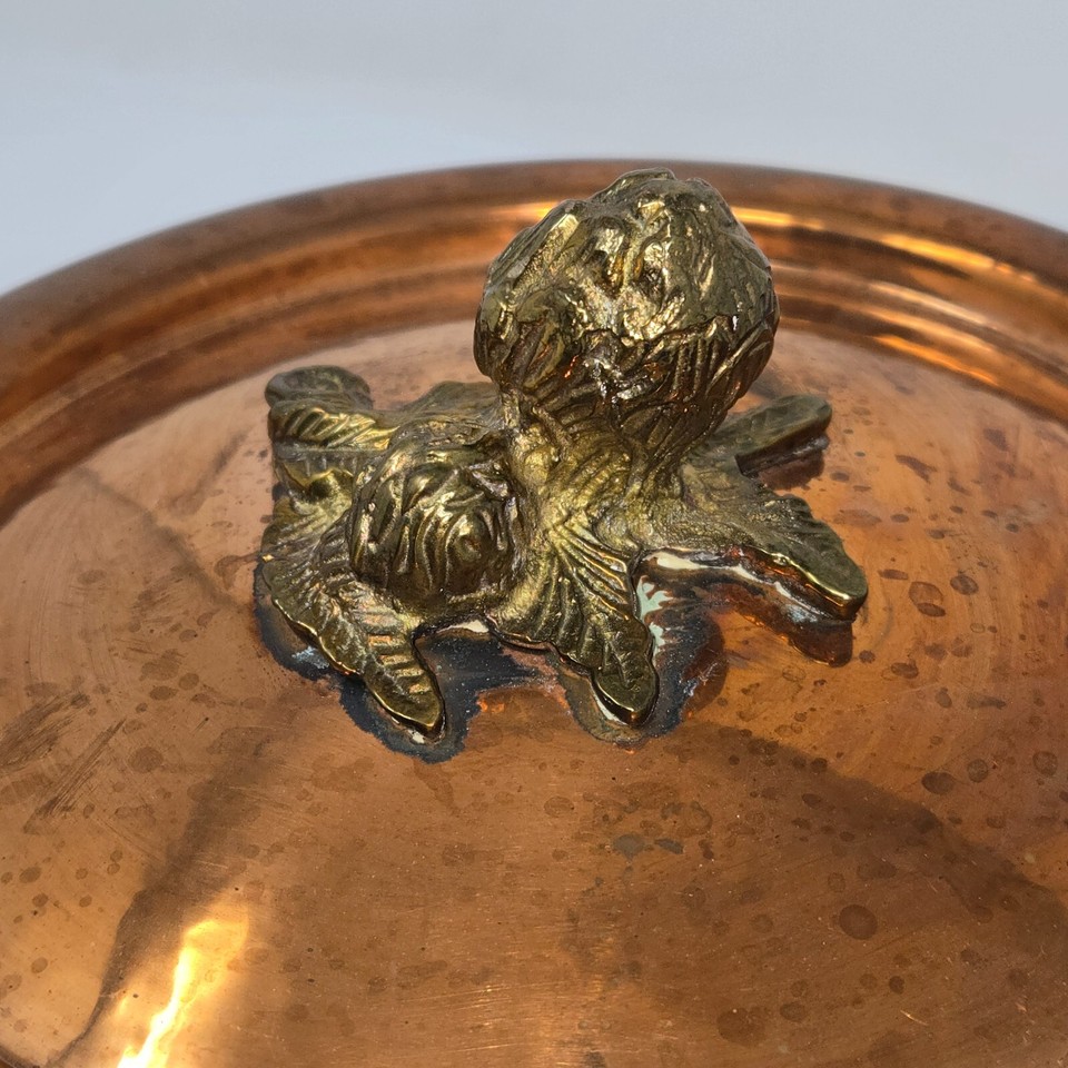 VINTAGE RUFFONI HISTORIA ITALY HAMMERED COPPER POT W/BRASS ARTICHOKE ...