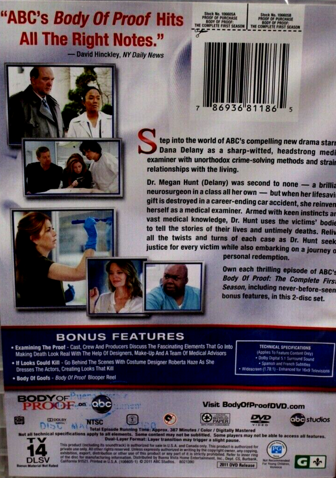 Body Of Proof DVD Season 1 First Complete Series ONE - REGION 1 | eBay