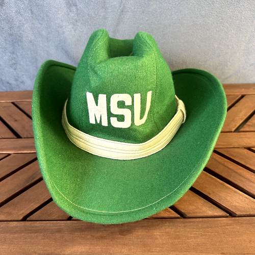 Vintage Cowboy Hat Michigan State Spartans Kelly Green Band MSU Lined ...