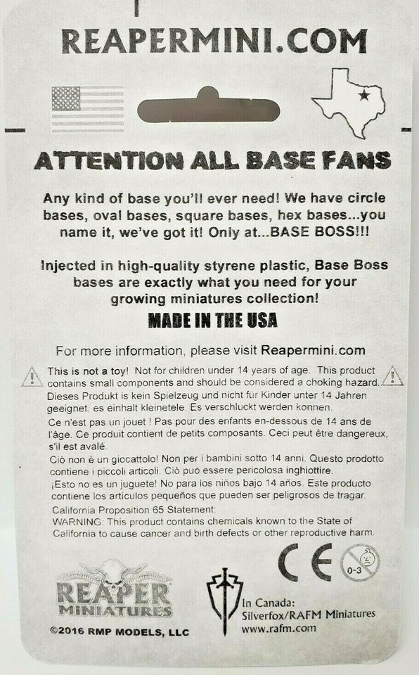 Base Boss 1 INCH ROUND Plastic RPG Base (20) Reaper Miniatures REM74035 ...