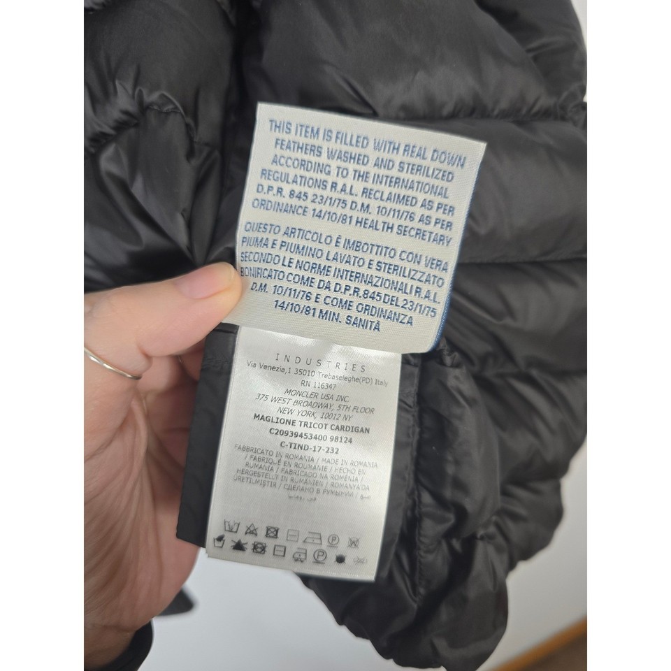 Moncler Women Black Grey Wool & Down Hybrid Knit Puffer Jacket Size S ...