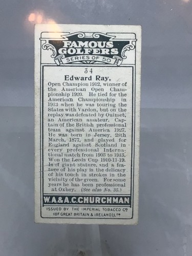 1927 Churchman's Famous Golfers - Tobacco Small #34 Edward Ray for sale ...