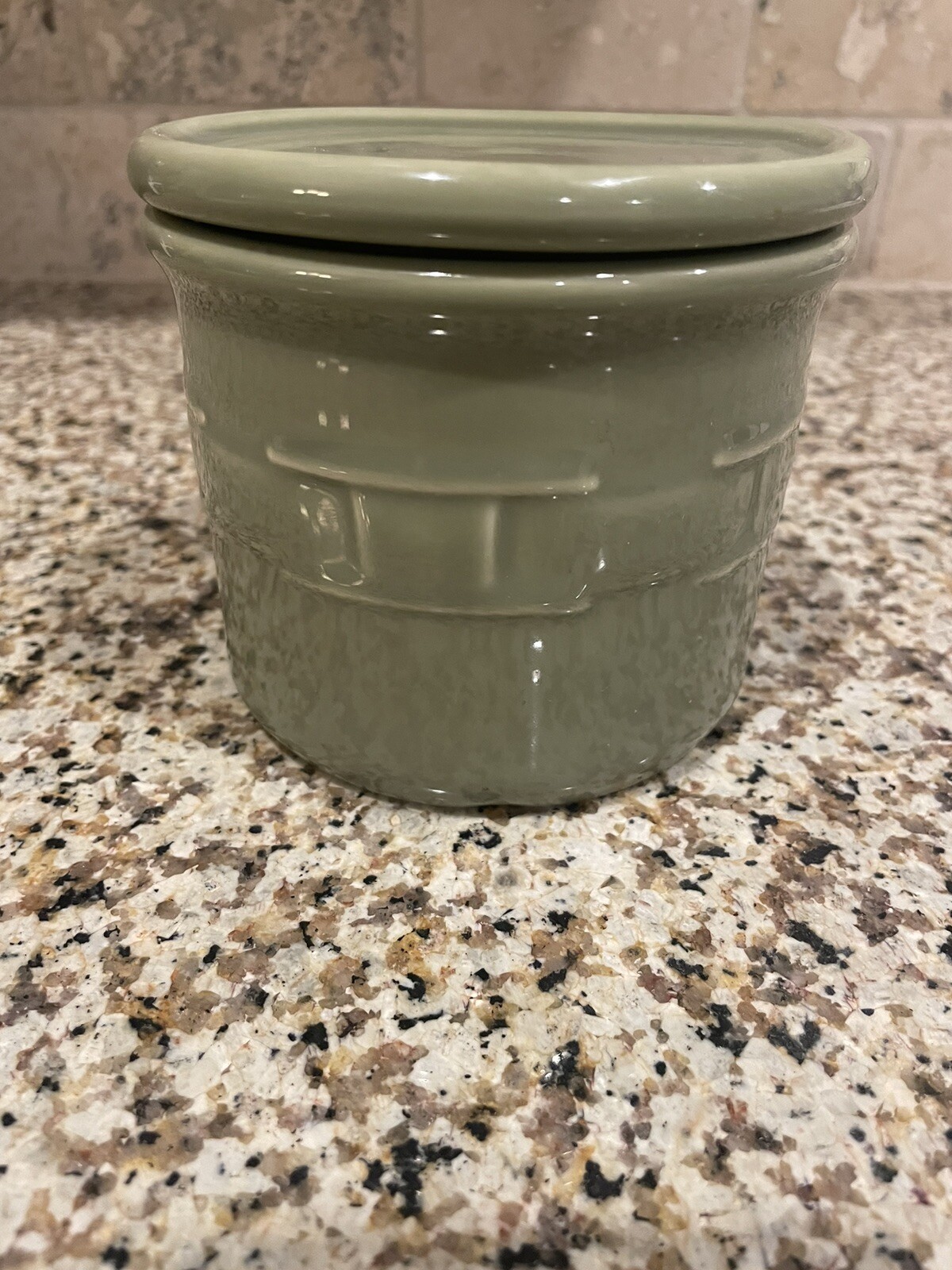 Longaberger Woven Traditions 1 Pint Salt Crock w/Lid~Sage Green | eBay