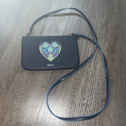 Brighton Women's Summer Heart Handbag Purse Navy Saffiano Vegan Mini ...