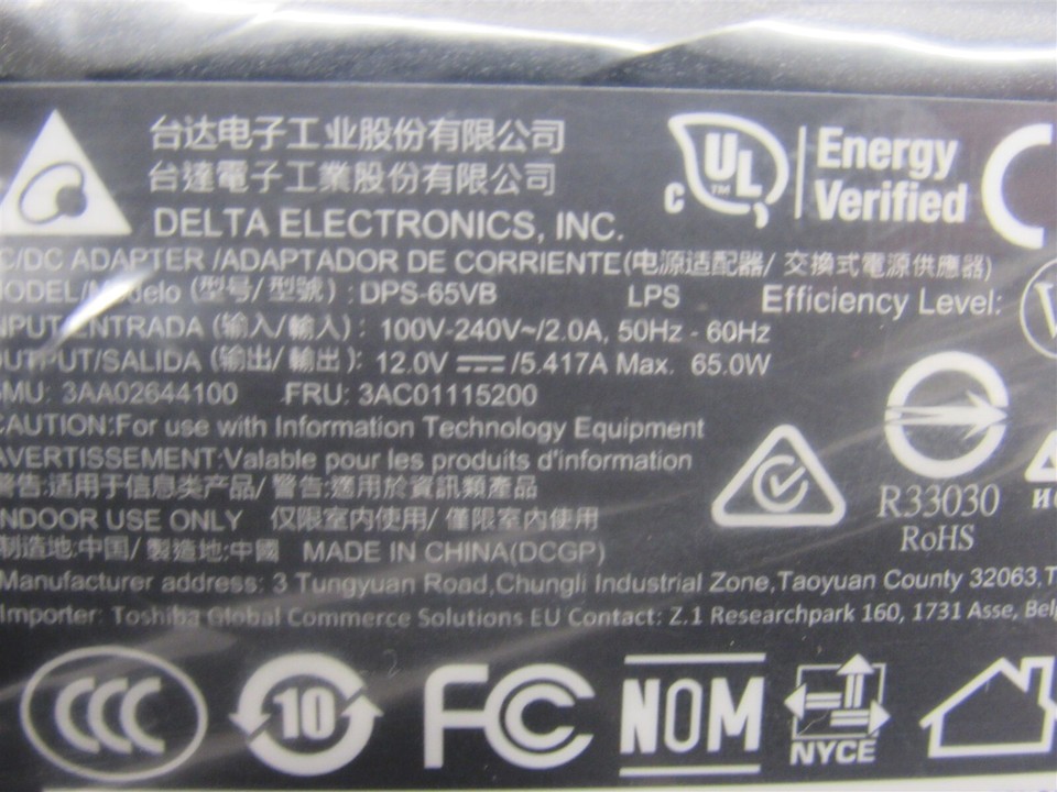 New Delta DPS-65VB LPS 12V 5.417A 65W AC Adapter Power Supply for QNAP ...