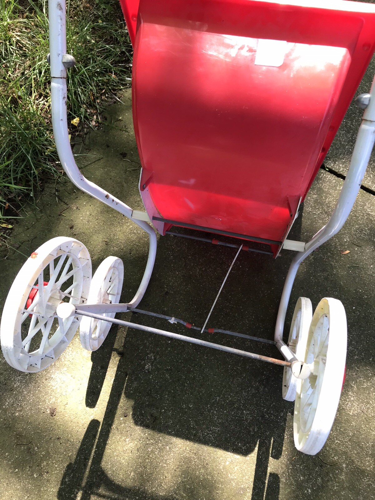 Vintage 1960s Metal Rocking Baby Doll Toy Carriage Stroller Buggy Red ...