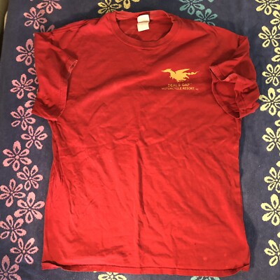 LADY DRAGON SLAYER Mens T-shirt Motorcycles Red Size Large Deals Gap | eBay