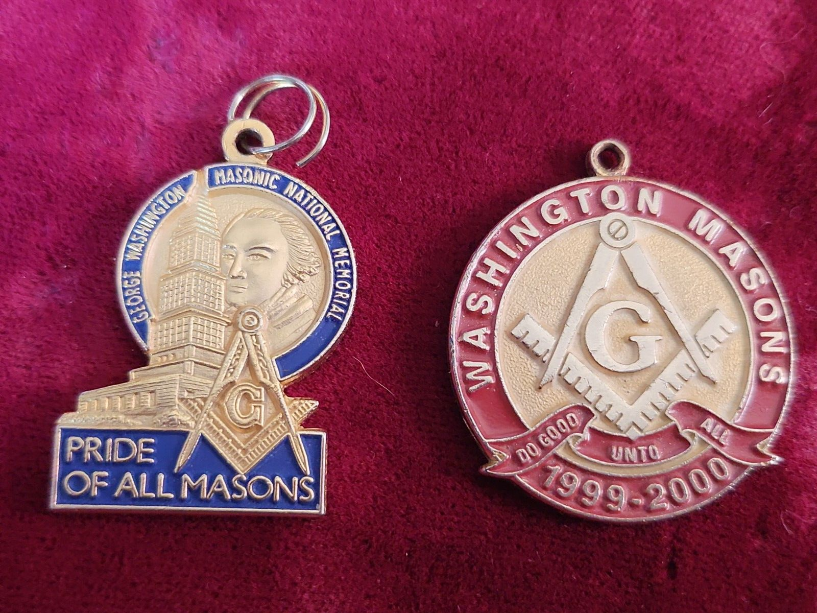 2 MASONS FOBS, MASONIC NATIONAL MEMORIAL PRIDE OF ALL MASONS +WA Masons ...