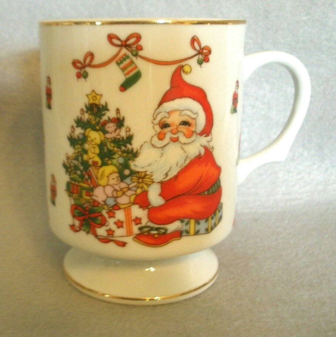 VINTAGE LEFTON 1984 SANTA W/TREE GIFTS~COFFEE TEA MUG~CHRISTMAS~JAPAN ...