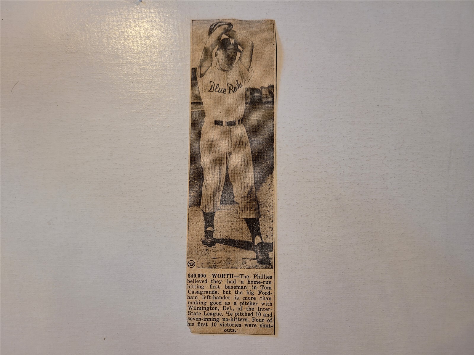 Tom Casagrande Wilmington Blue Rocks Rookie 1951 Baseball Panel | eBay