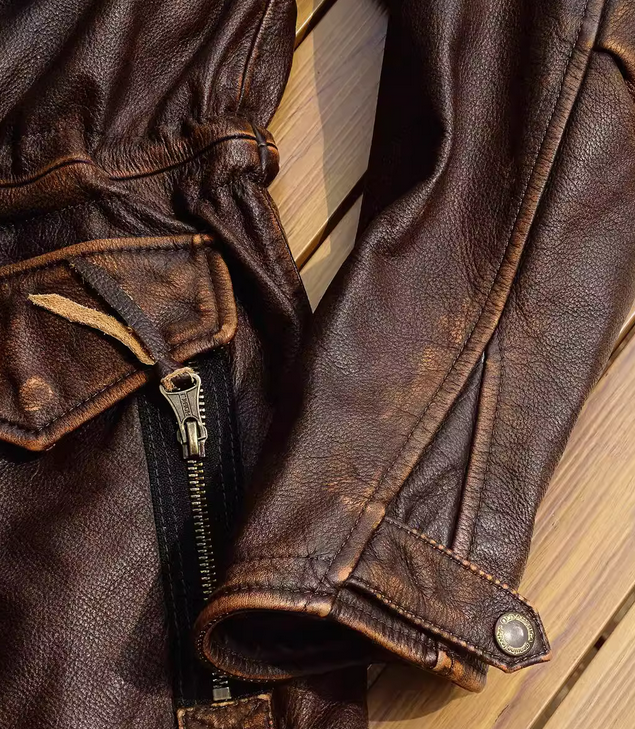 Mens Retro Chinese Style Motorcycle Real Leather Jacket Bomber New ...