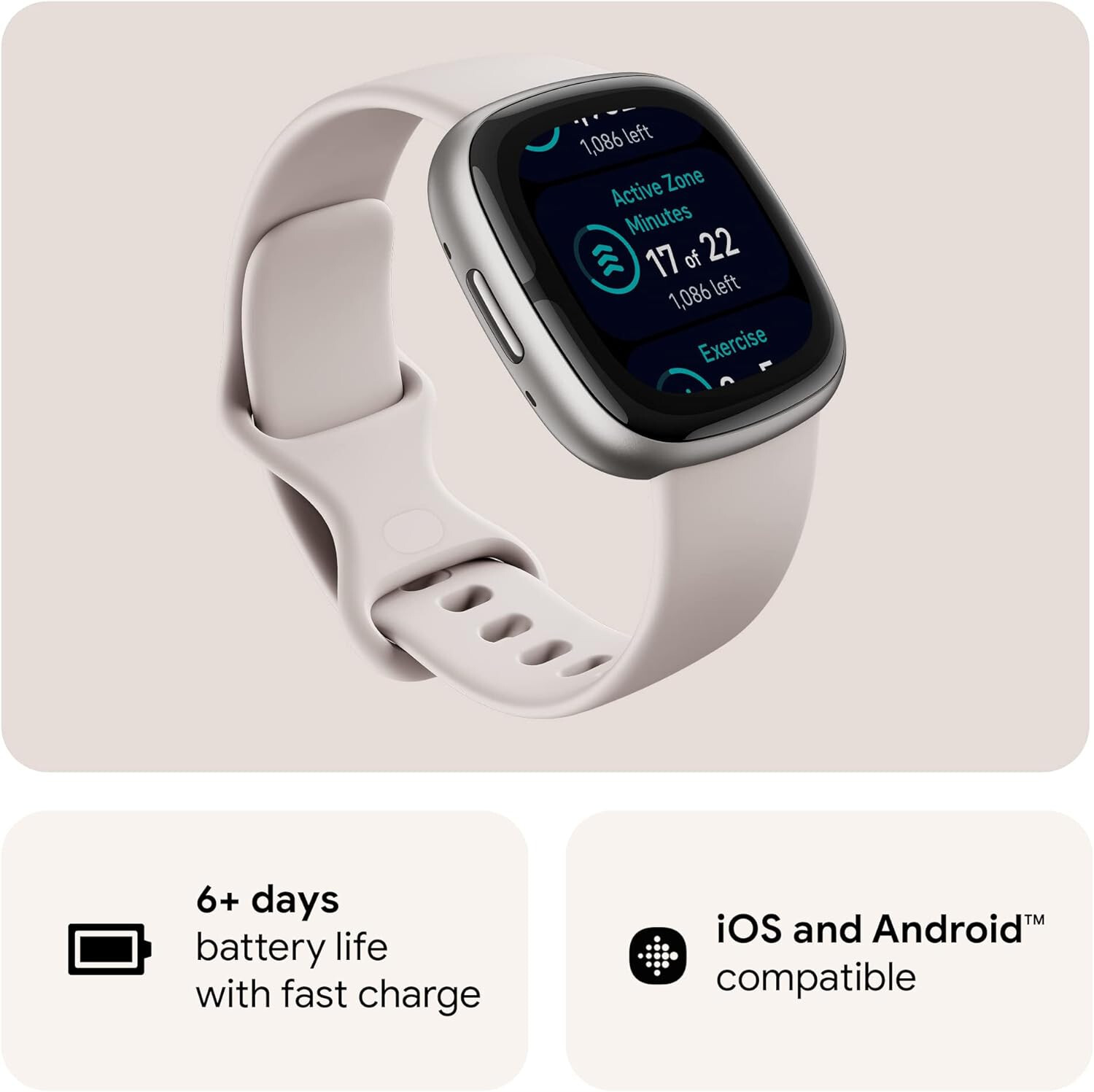 Fitbit Sense 2 Activity Tracker - Lunar White/Platinum Aluminum for ...