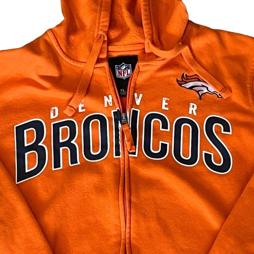 Denver broncos hoodie Zip Up BRONCO Logo Sweatshirt Men’s Orange NFL ...