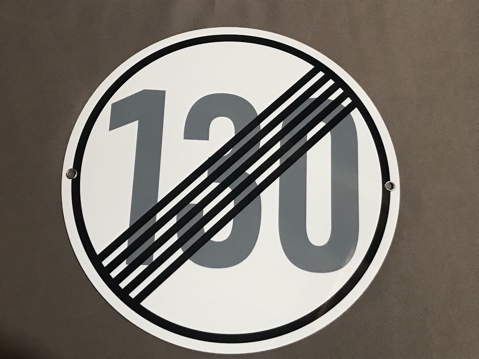 Autobahn road sign End Of 130 km/h German European Porsche BMW Mercedes ...