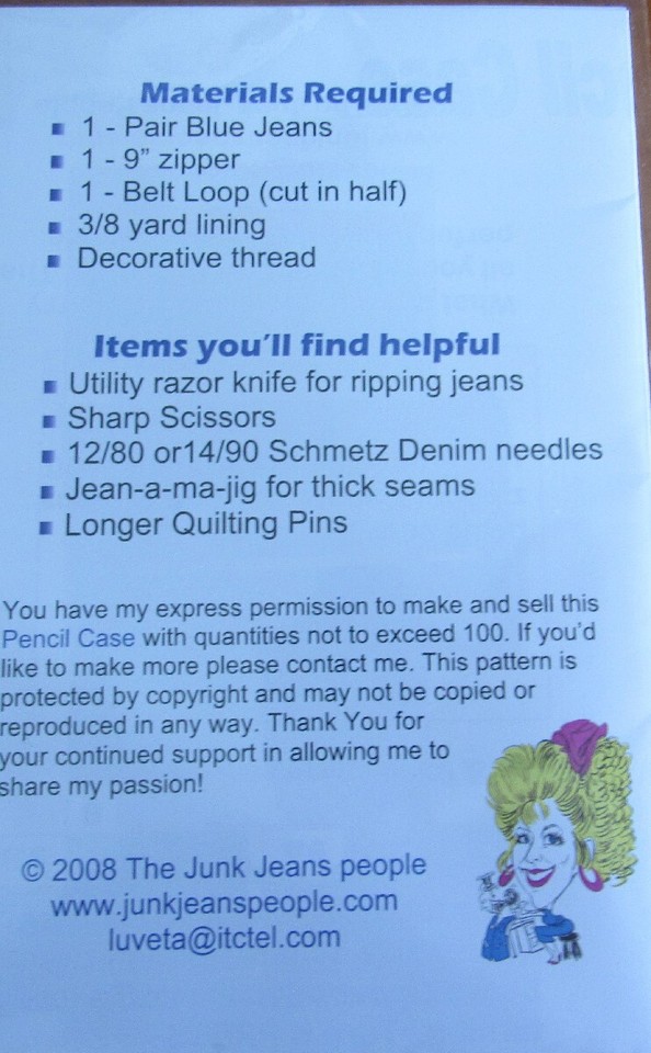 Junk Jeans Lined Zipper PENCIL CASE Upcycle Recycle Denim Sewing ...